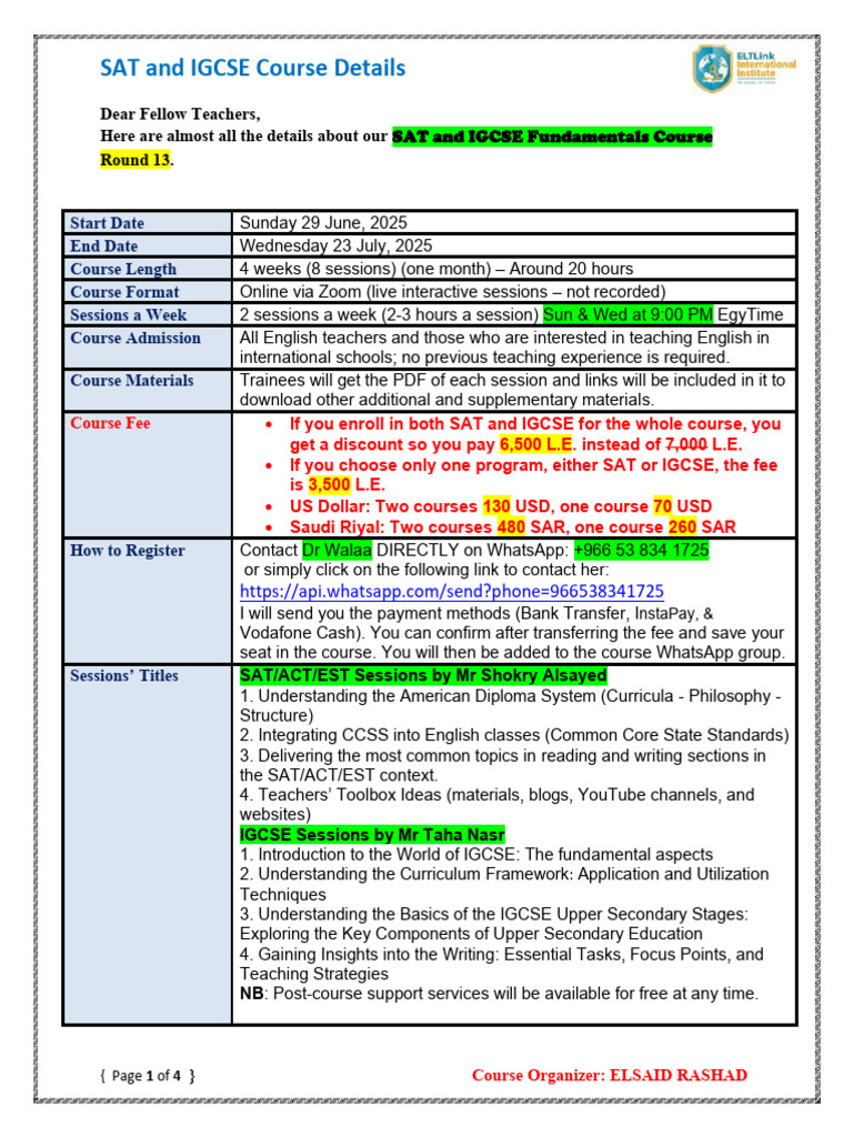 June 2025 SAT Course Overview | PDF | Teachers | Sat