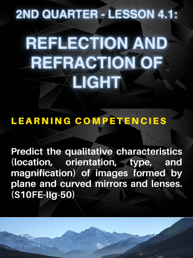 LESSON 4.1 Reflection and Refraction of Light-Compressed | PDF | Mirror ...