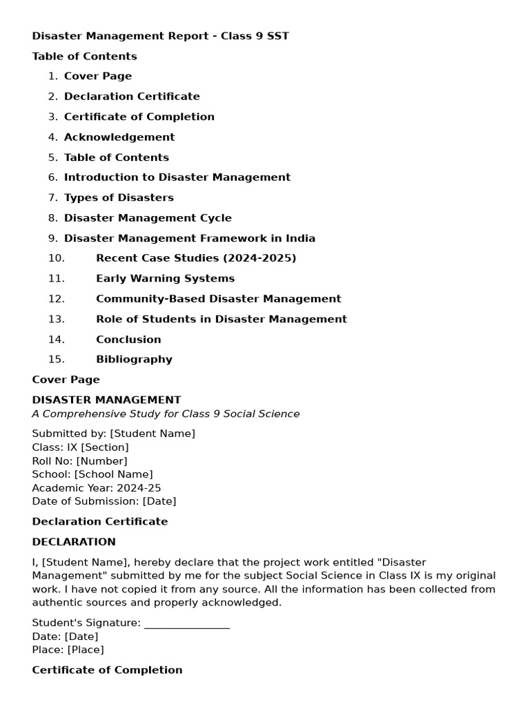 Disaster Management Report | PDF | Emergency Management | Natural Disasters