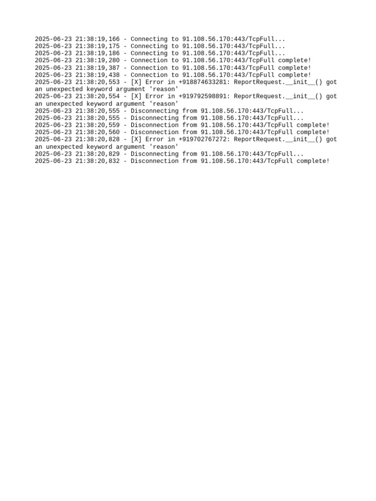Connection Errors Log Report | PDF