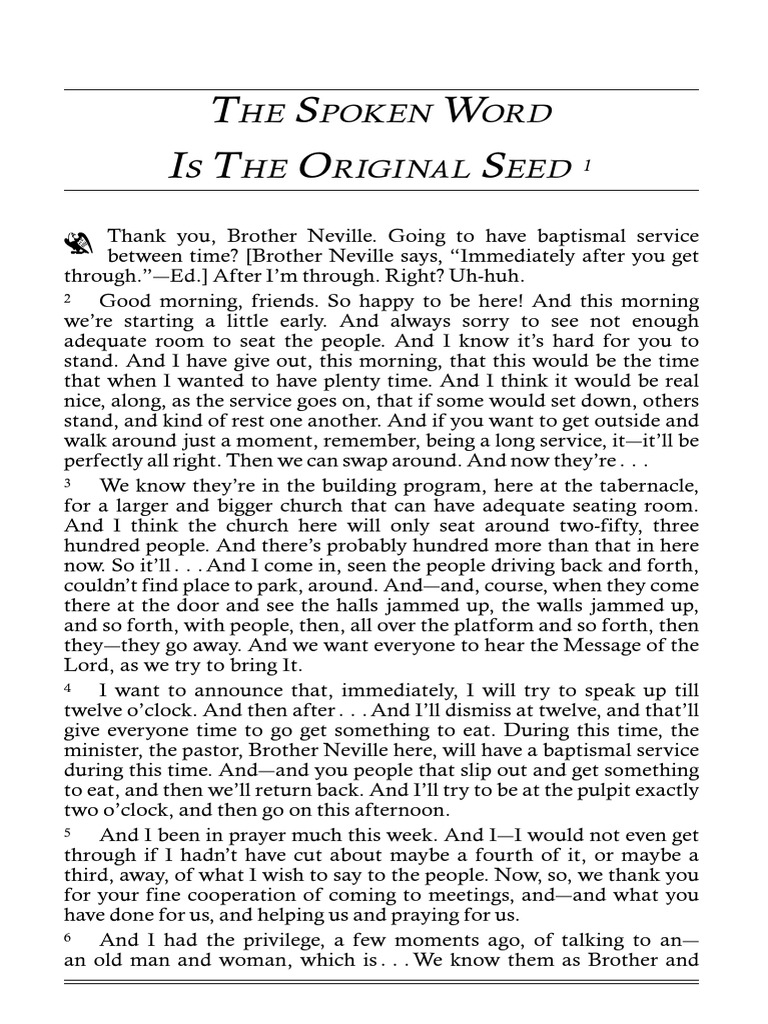 Understanding the Spoken Word Message | PDF | Jesus | Bible