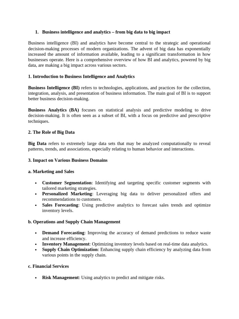 Big Data's Impact on Business Intelligence | PDF | Analytics ...