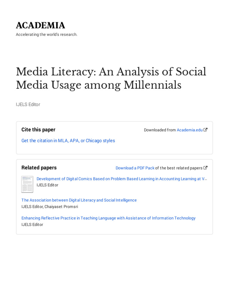 An Analysis of Social Media Among Millenials | PDF | Survey Methodology ...
