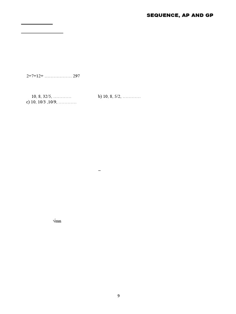 Chapter-2 Sequence and Series Arithmetic and Geometric Progression | PDF | Arithmetic ...