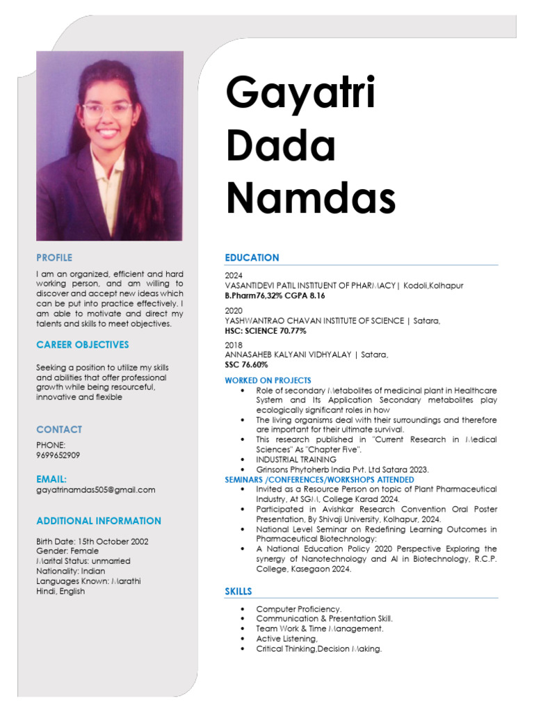 C.V Gayatri Dada Namdas. | PDF | Cognition | Learning