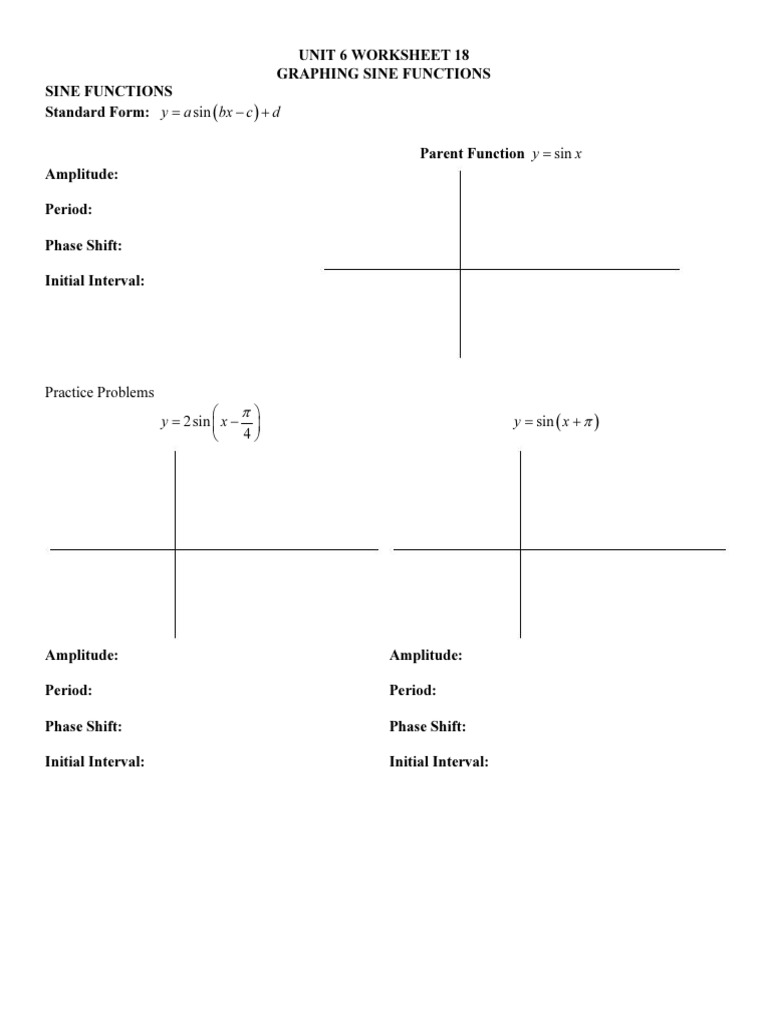 Graphing Sine Functions Worksheet | PDF