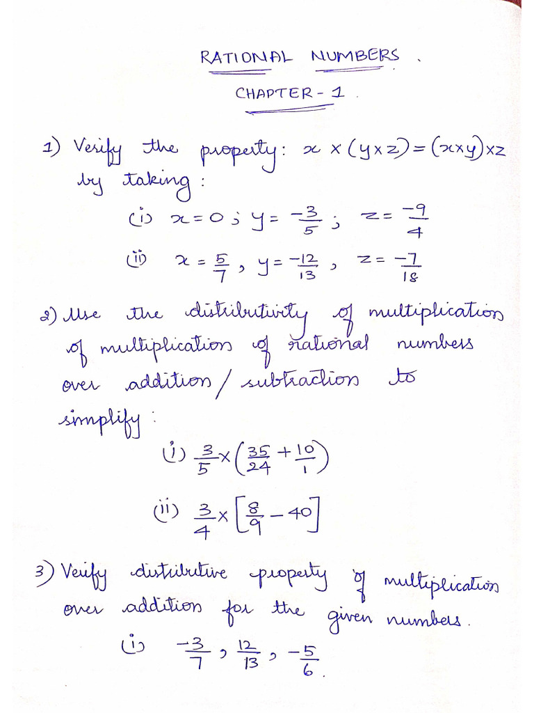 Rational Numbers - WS 1 | PDF
