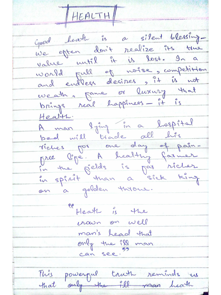 Essay On HEALTH For Class 10 | PDF