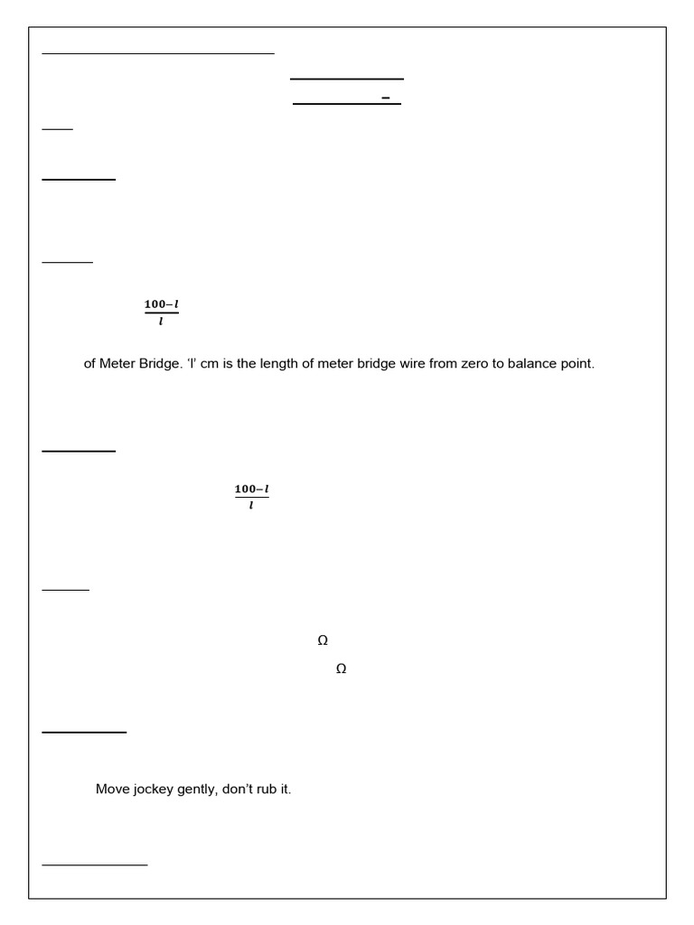 Meter Bridge Experiment: Series Resistance | PDF