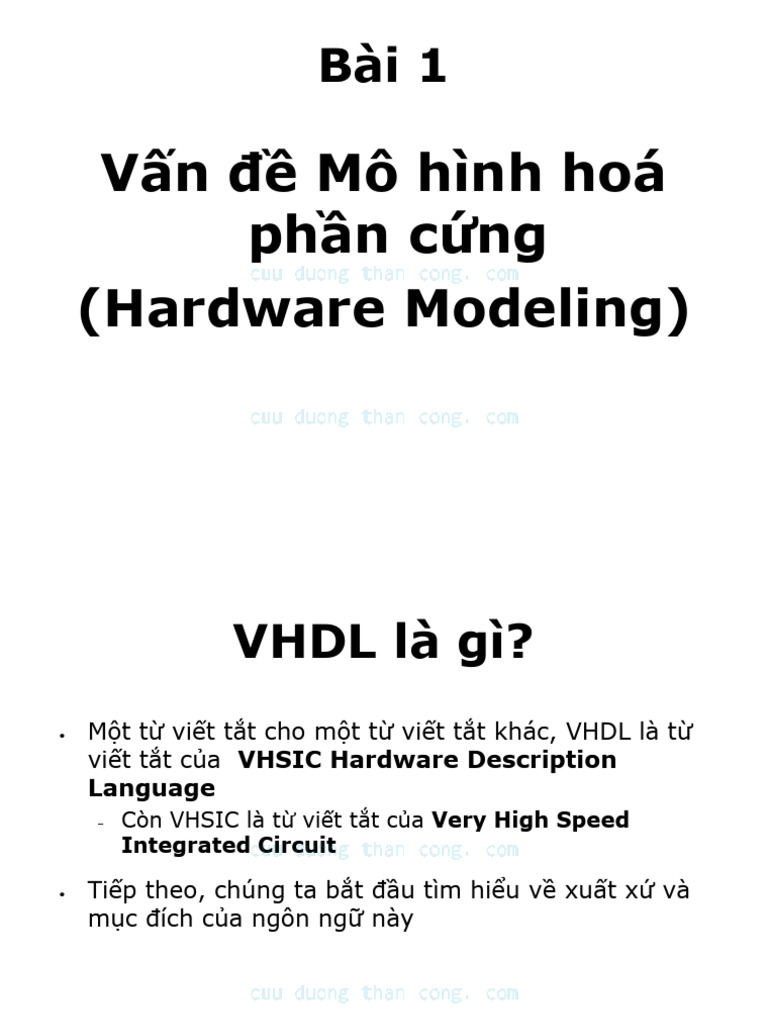 Thiet Ke Vi Mach Voi VHDL Nguyen Thanh Kien VHDL Slides (Cuuduongthancong - Com) | PDF