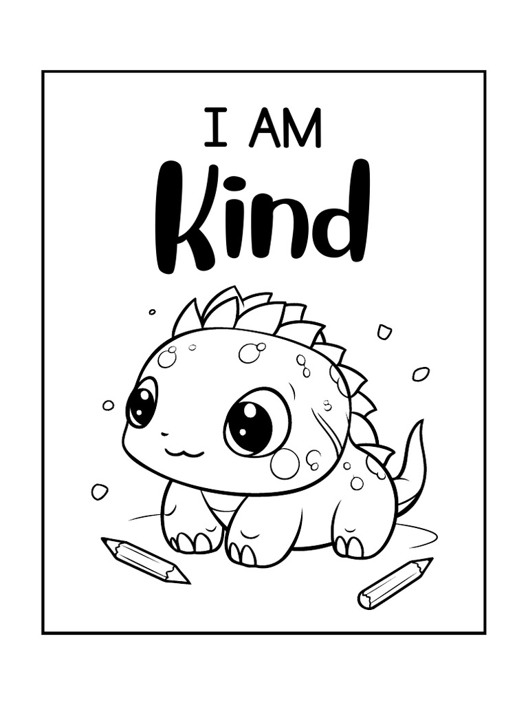 Dinosaur SEL Printable Coloring Pages Worksheets in Black White ...