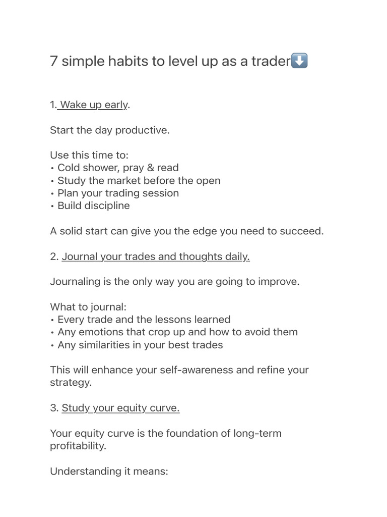 7 Simple Habits To Level Up As A Trader | PDF