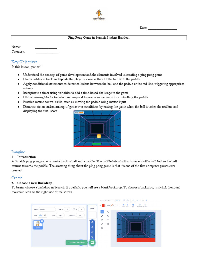 Create a Ping Pong Game in Scratch | PDF
