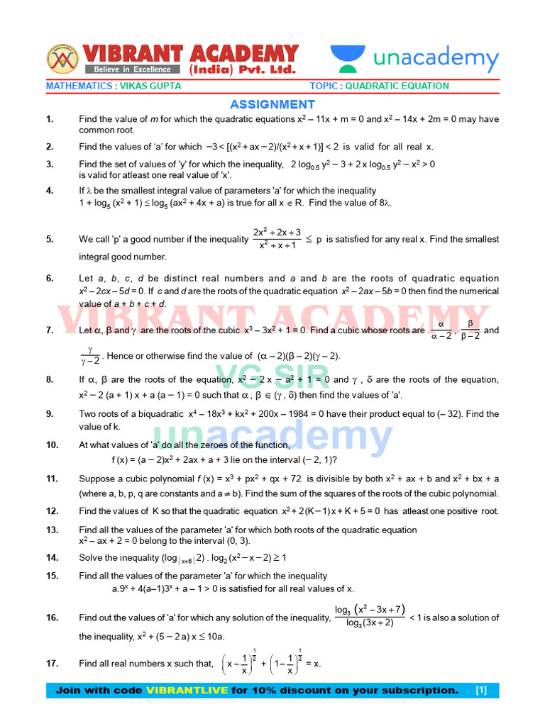 Assignement Quadratic Equations | PDF | Equations | Numerical Analysis