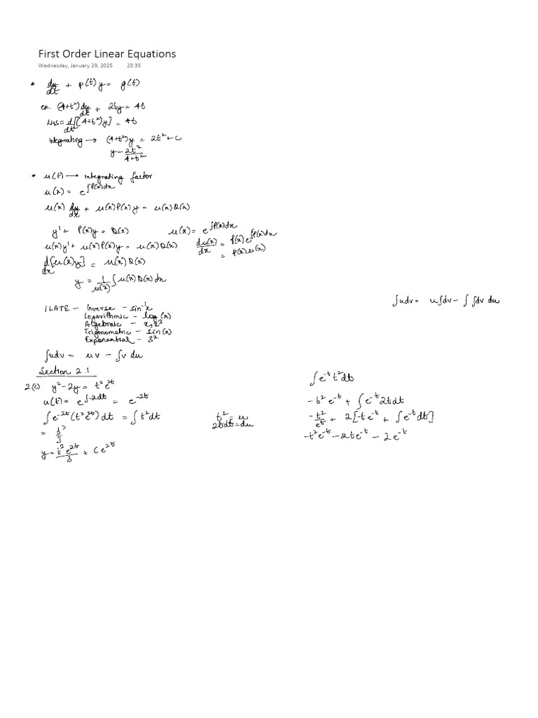 First Order Linear Equations Pdf
