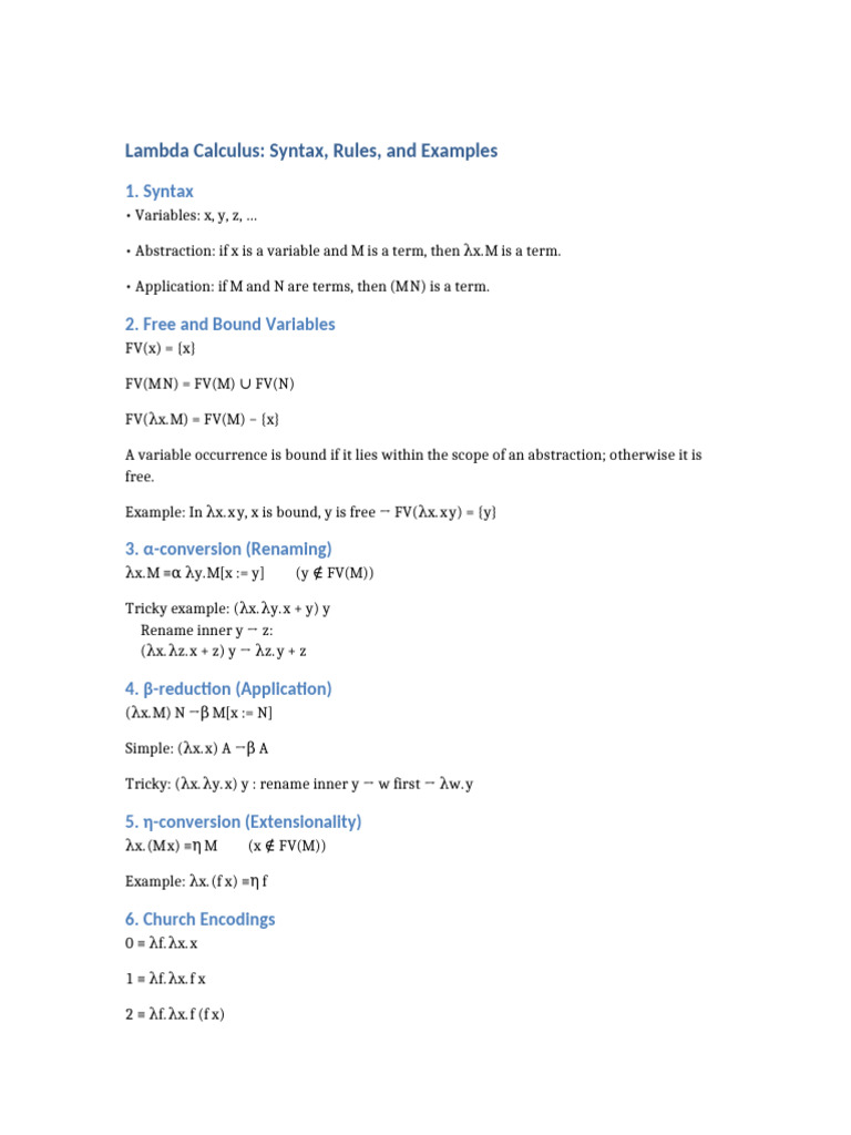 Lambda Calculus Summary v2 | PDF | Formal Methods | Formalism (Deductive)
