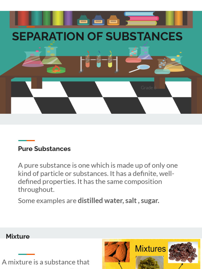 of Separation of Substances Grade 6 | PDF | Mixture | Physical Sciences