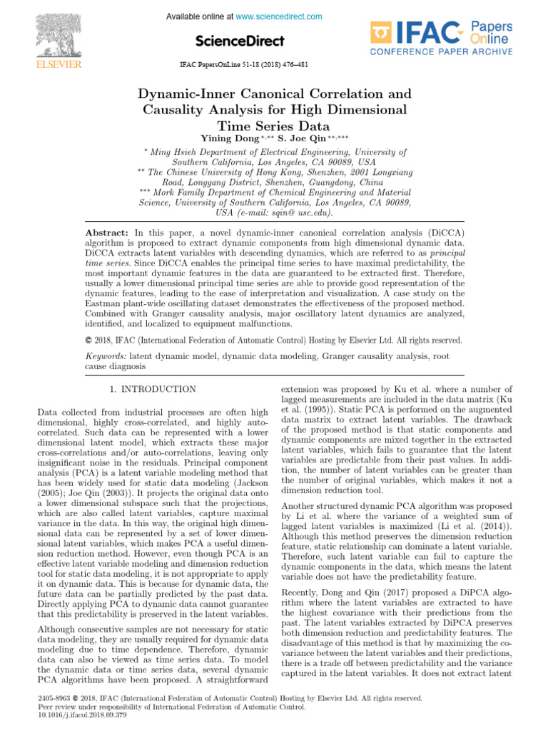 Dynamic Inner Canonical Correlation and Causality Analysis F 2018 IFAC ...