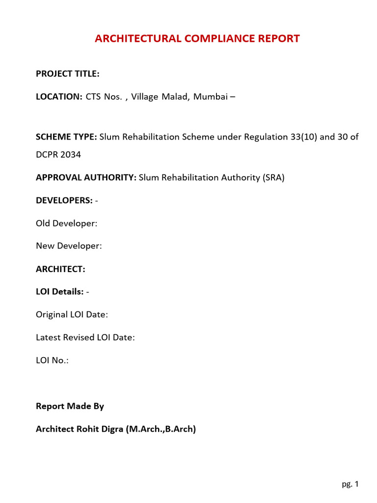 Architectural Compliance Report For Real Estate Project in Mumbai | PDF