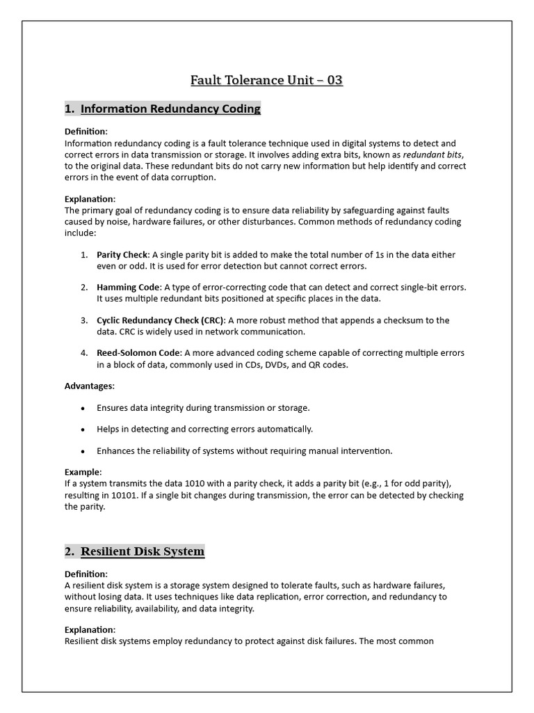 Fault Tolerance Unit 3-4 | PDF | Replication (Computing) | Fault Tolerance