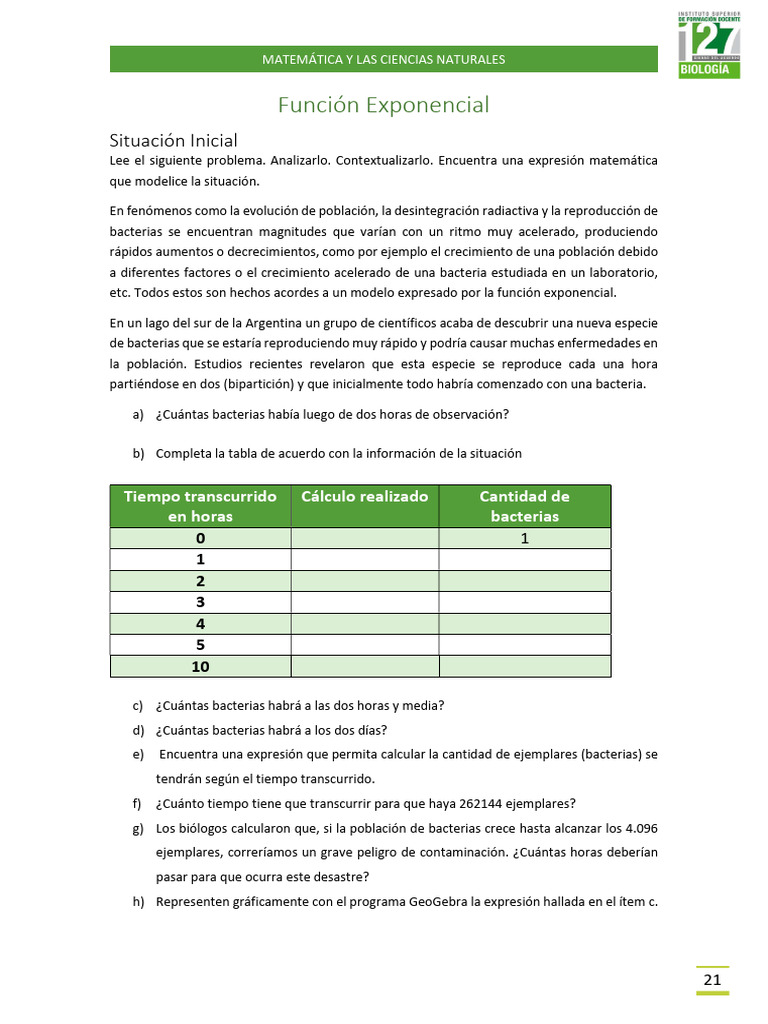 F Exponencial 3 | PDF | Las bacterias | Desintegración radioactiva