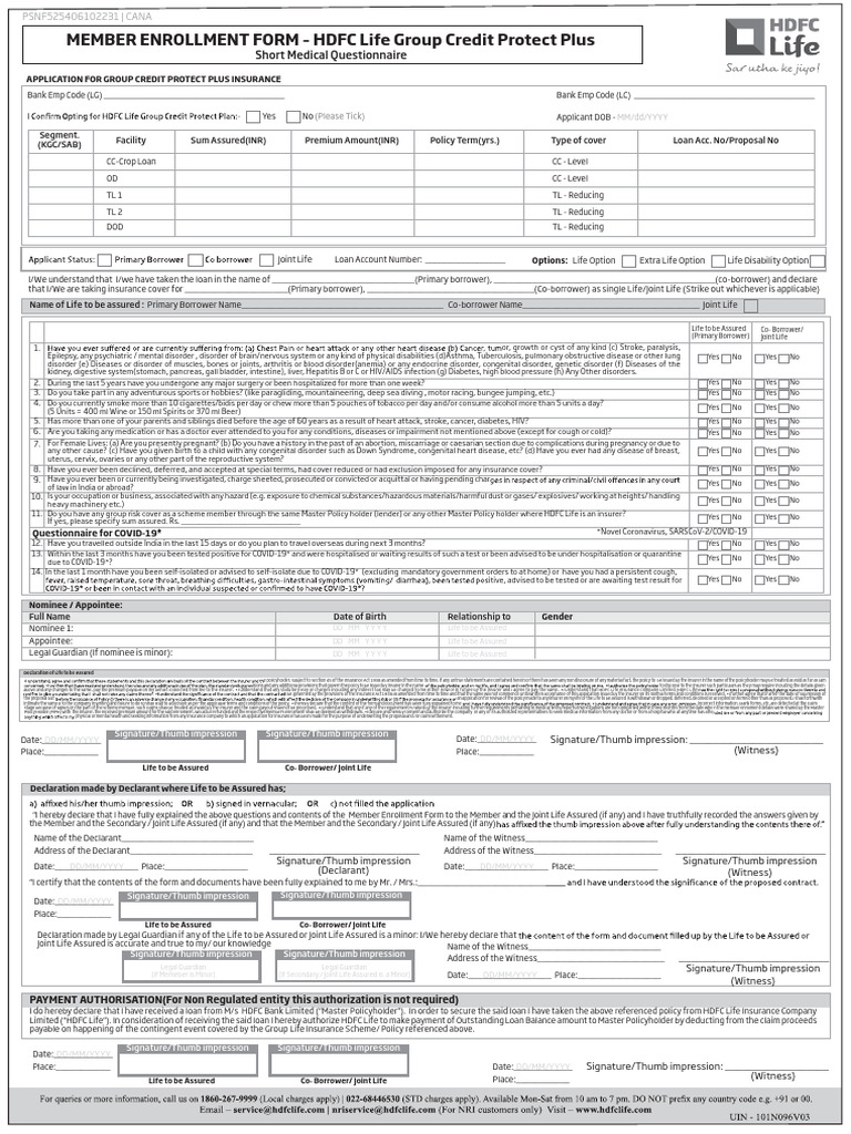 AGRI New MIF Form - Borrower & Co-Borrower | PDF | Insurance | Life Insurance