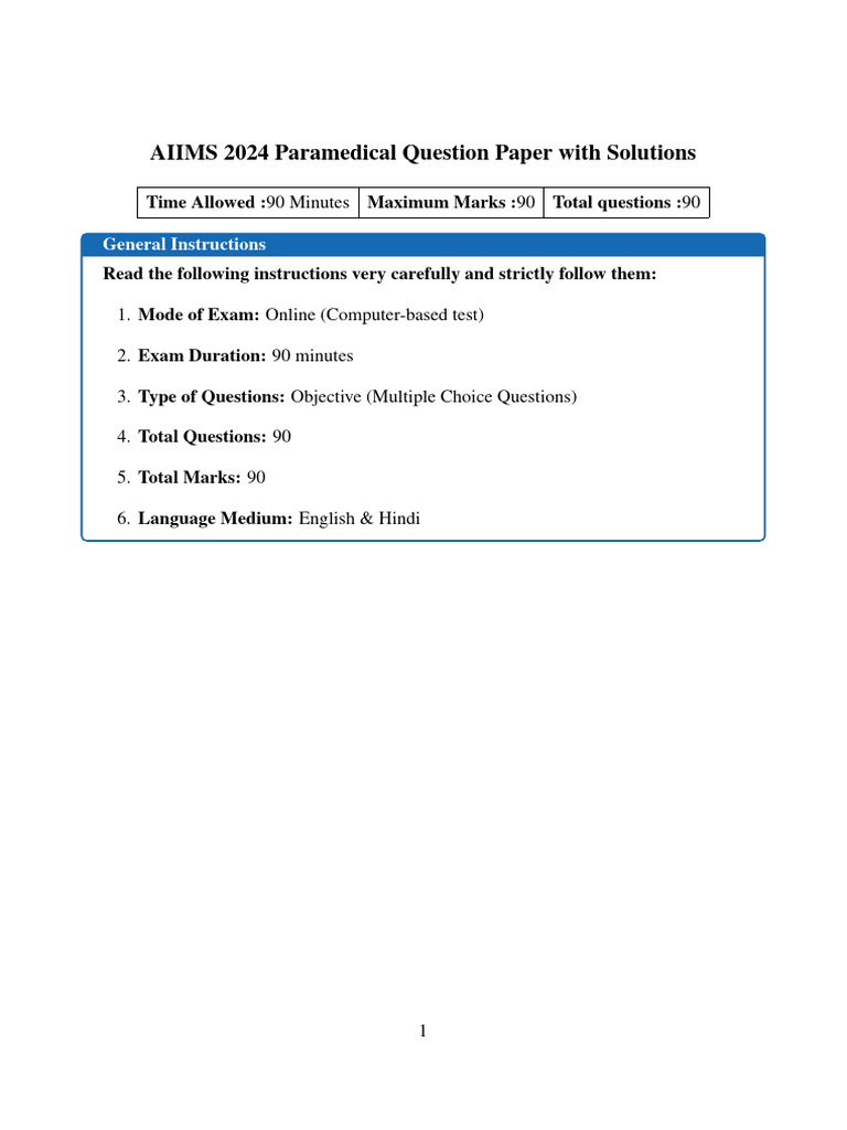 AIIMS 2024 Paramedical Exam Paper Solutions | PDF | Thermoplastic | Atoms