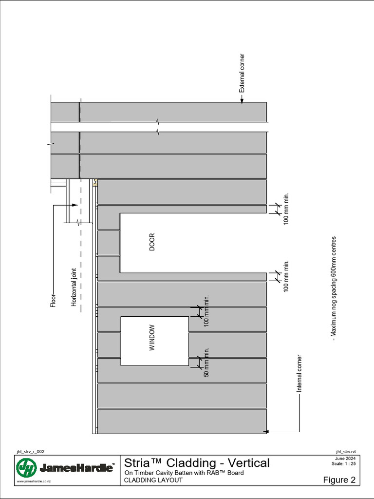 James Hardie Vertical Stria Cladding Setout Detail - Timber Framing No RAB - STRV - R - 002 | PDF