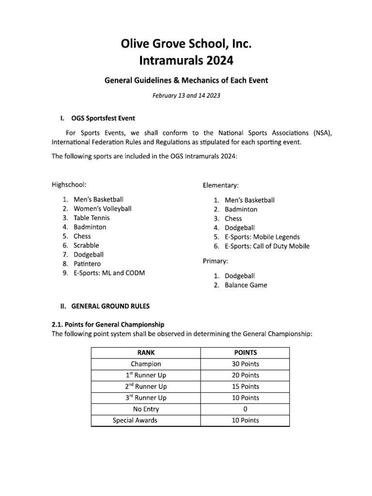 Intrams 2024 Guidelines | PDF