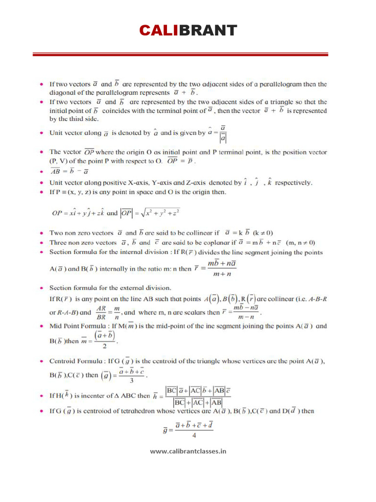 Maths I - 5 - Vectors Formula | PDF