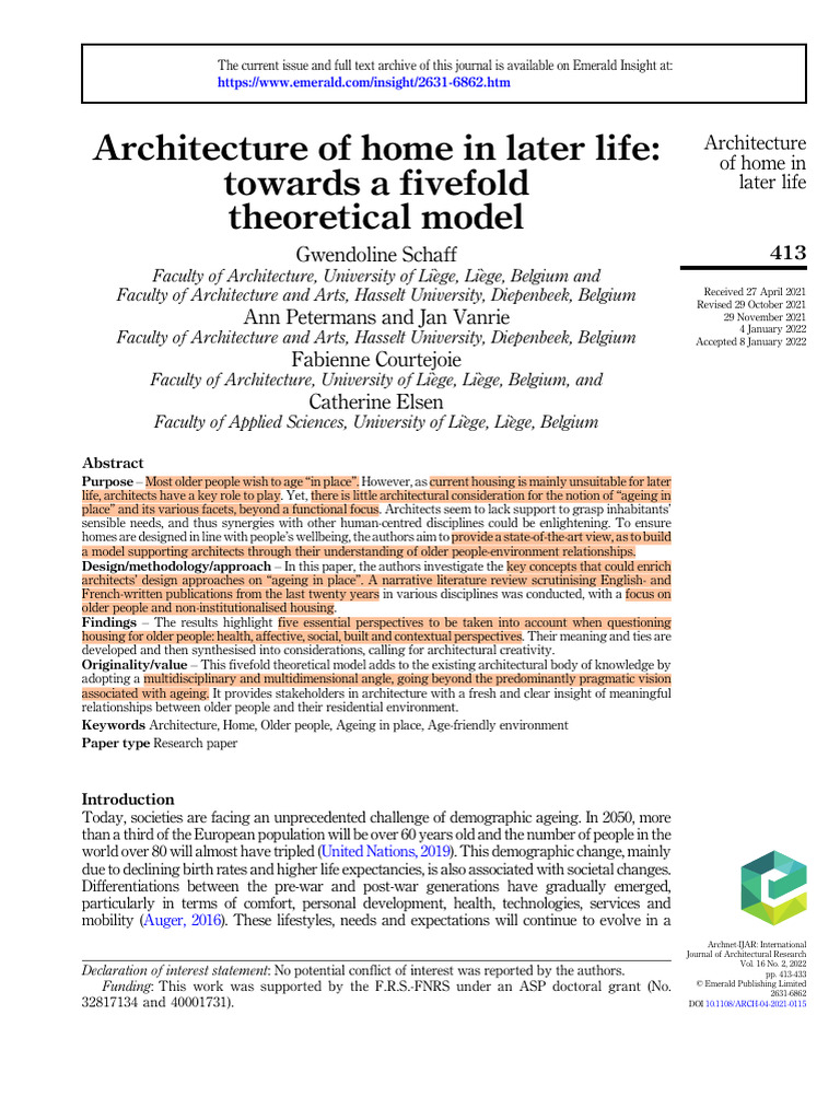 Architecture of Home in Later Life | PDF | Loneliness | Gerontology