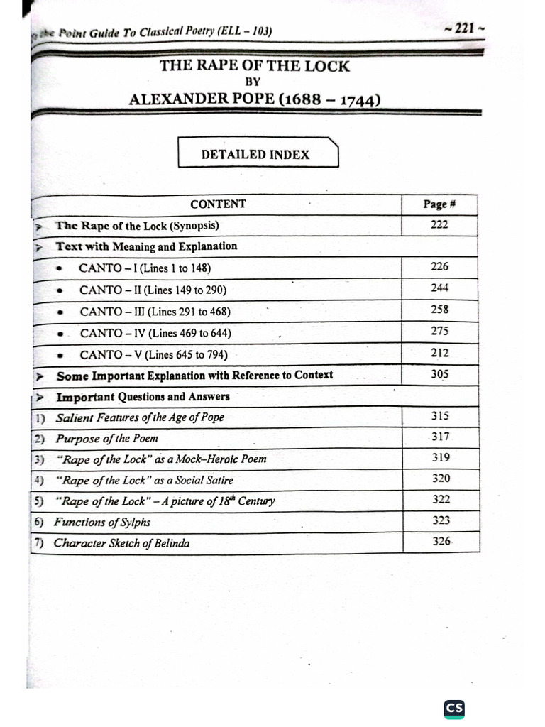 The Rape of The Lock | PDF
