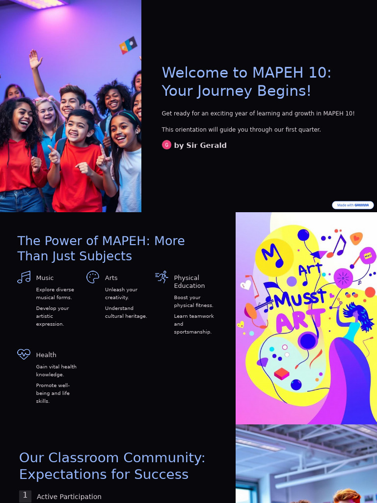 Welcome To MAPEH 10 Your Journey Begins | PDF | Learning | Cognition