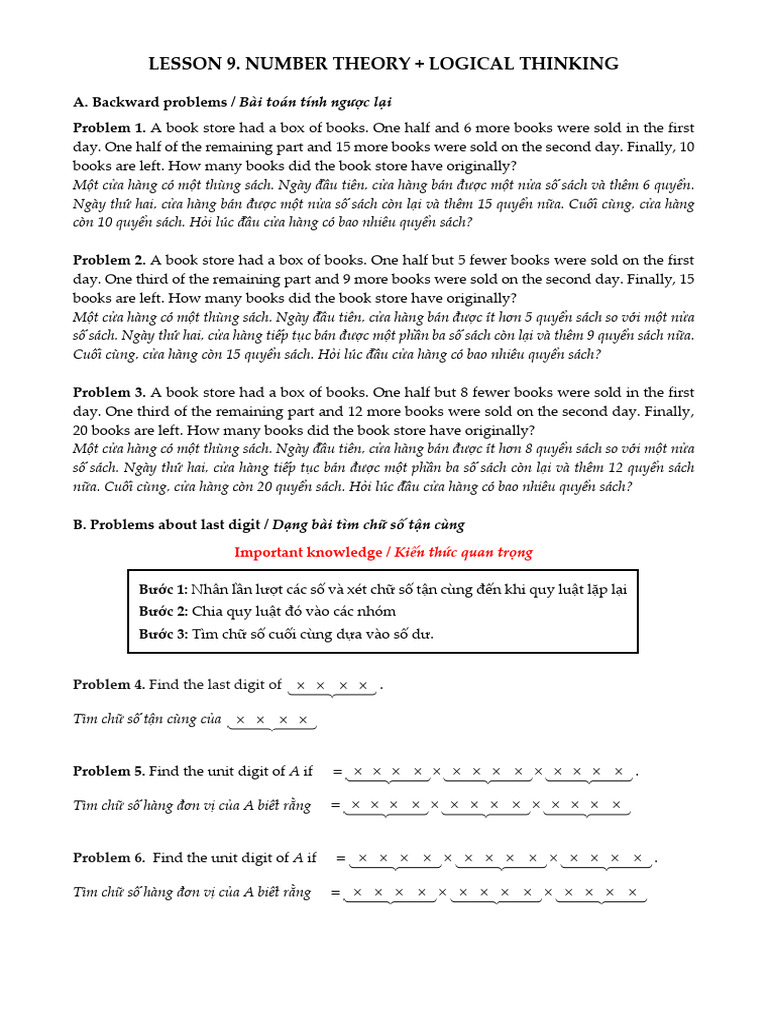 Lesson 9. Number Theory + Combinatorics | PDF