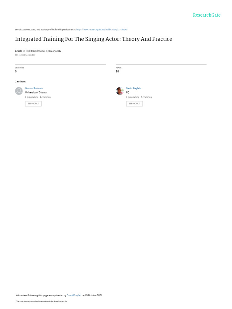 Integrated Training For The Singing Actor Theory A | PDF | Human Voice ...