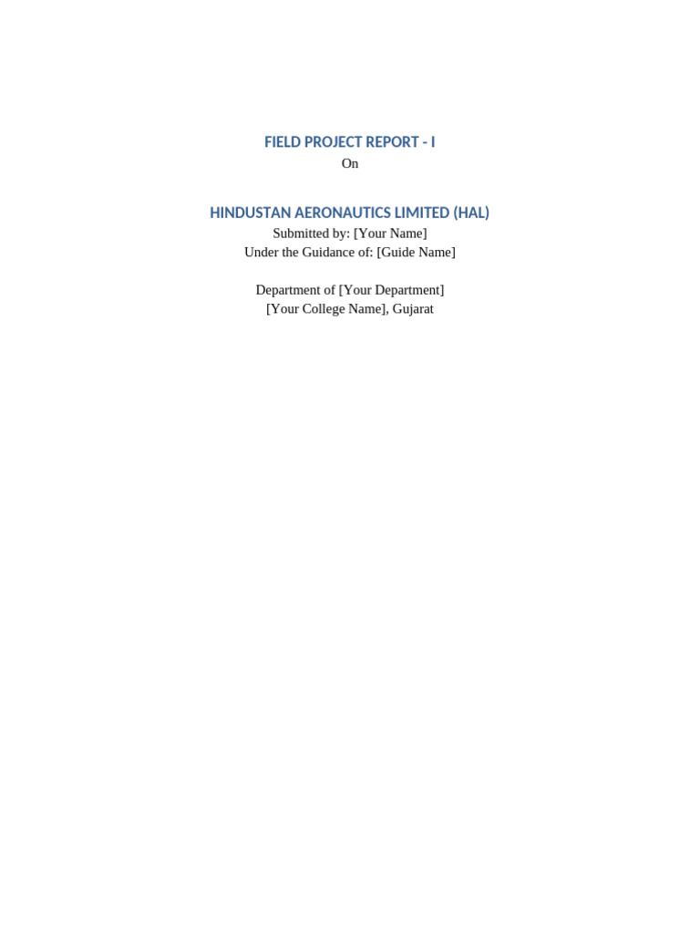 HAL Field Project Detailed Part2 | PDF | Aviation | Aircraft