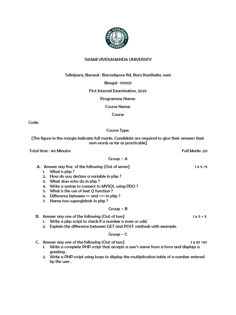 Question Paper | PDF