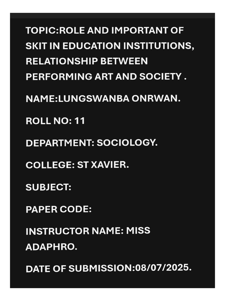 Role and Importance of Skit in Educational Institution | PDF