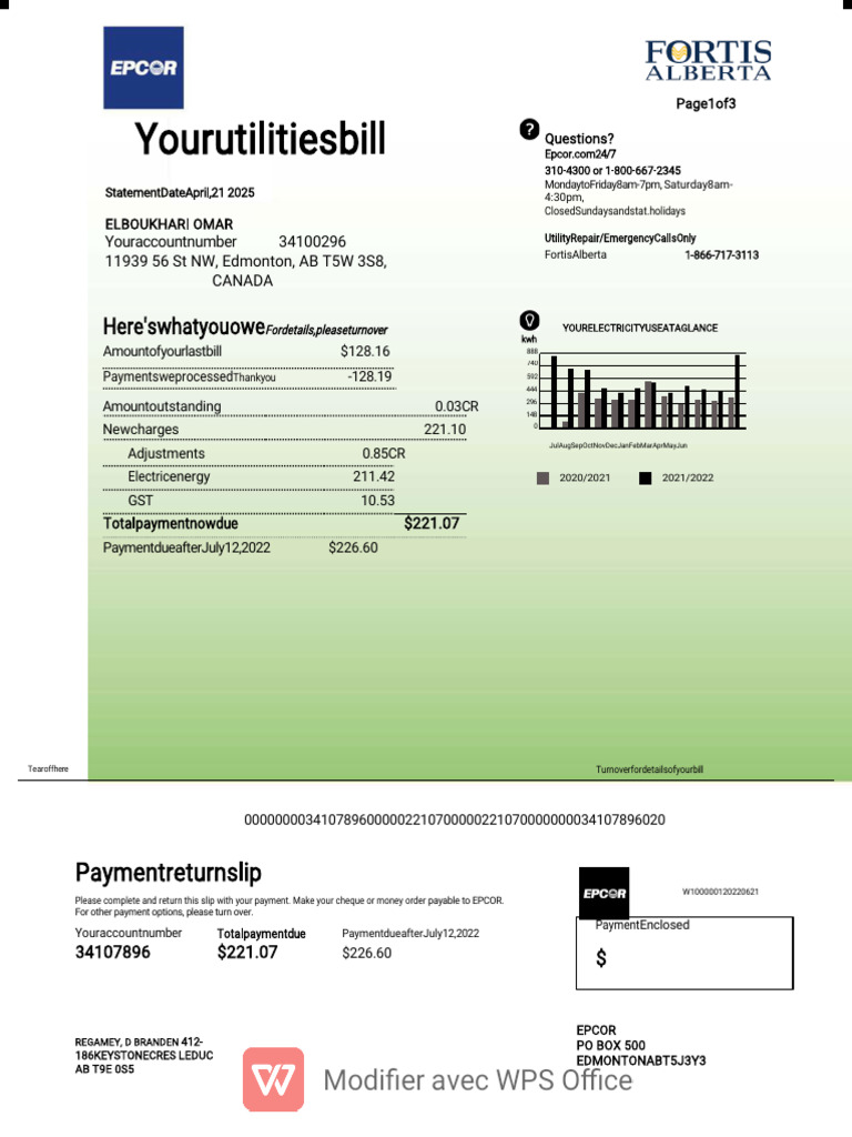 Epcor Power Bill | PDF | Payments | Money