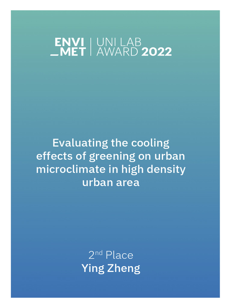 Envi-Met UniLab Award 2nd Place Project - Ying Zheng | PDF