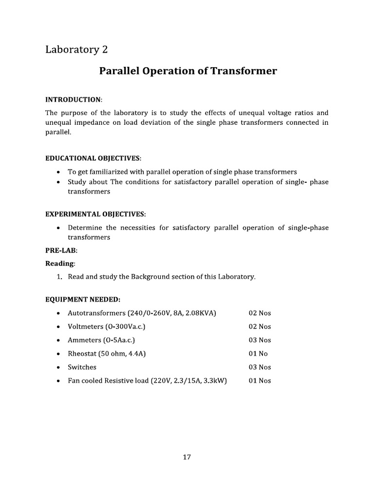 Parallel Operation of Transformer | PDF