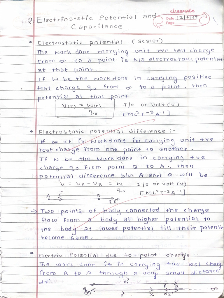 Electrostatic Potential and Capacitance | PDF