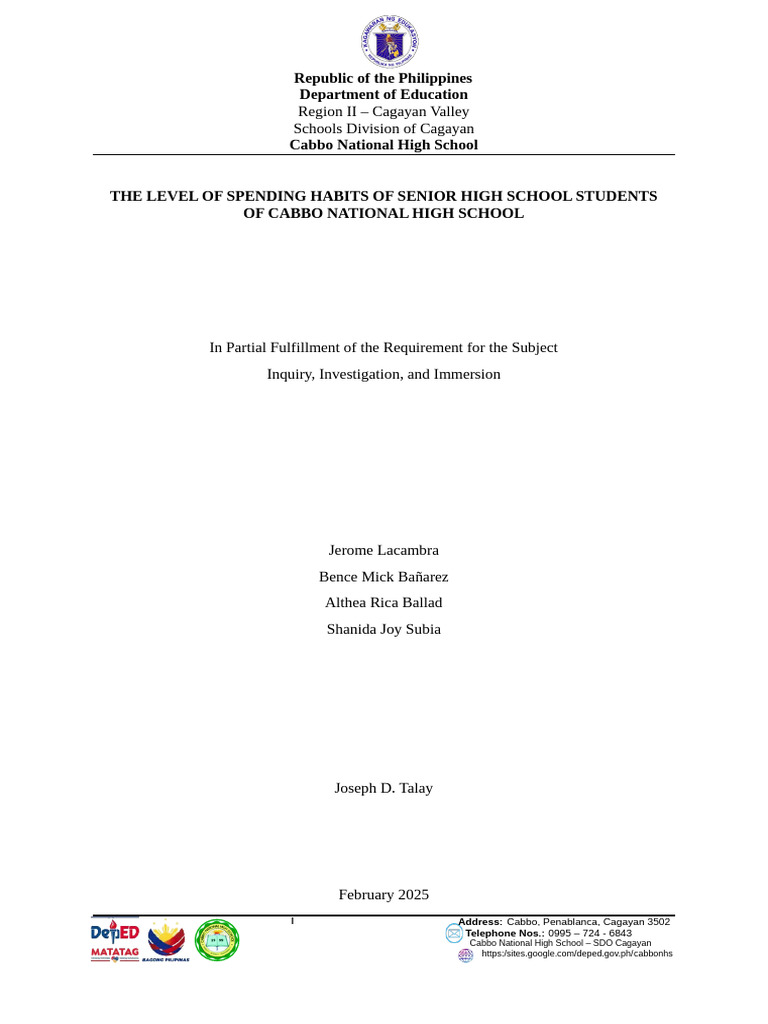 The Level of Spending Habits | PDF | Sampling (Statistics) | Expense