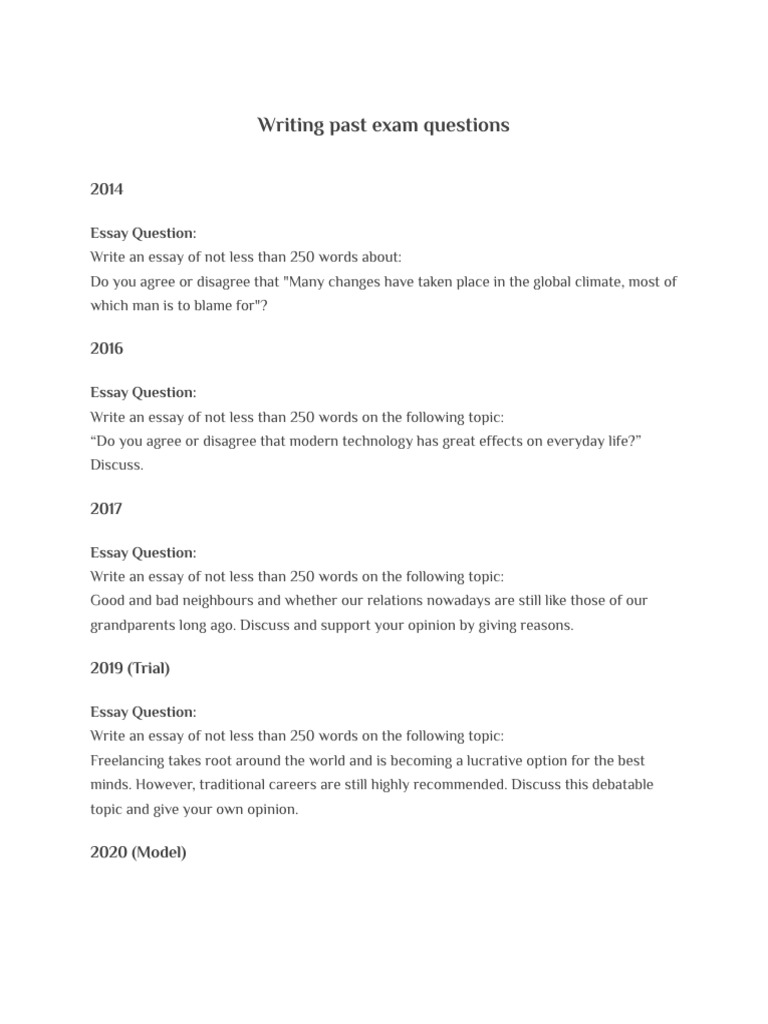 English Writing Past Exams | PDF | Essays