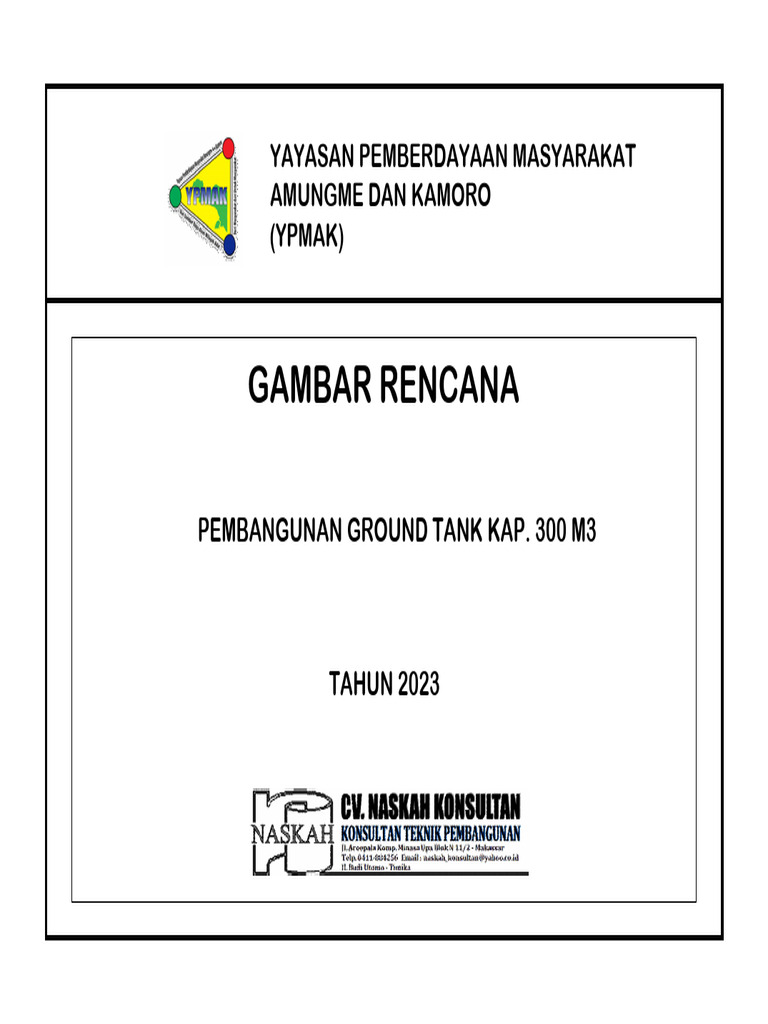 Rencana Ground Tank 300 m3 YPMAK 2023 | PDF