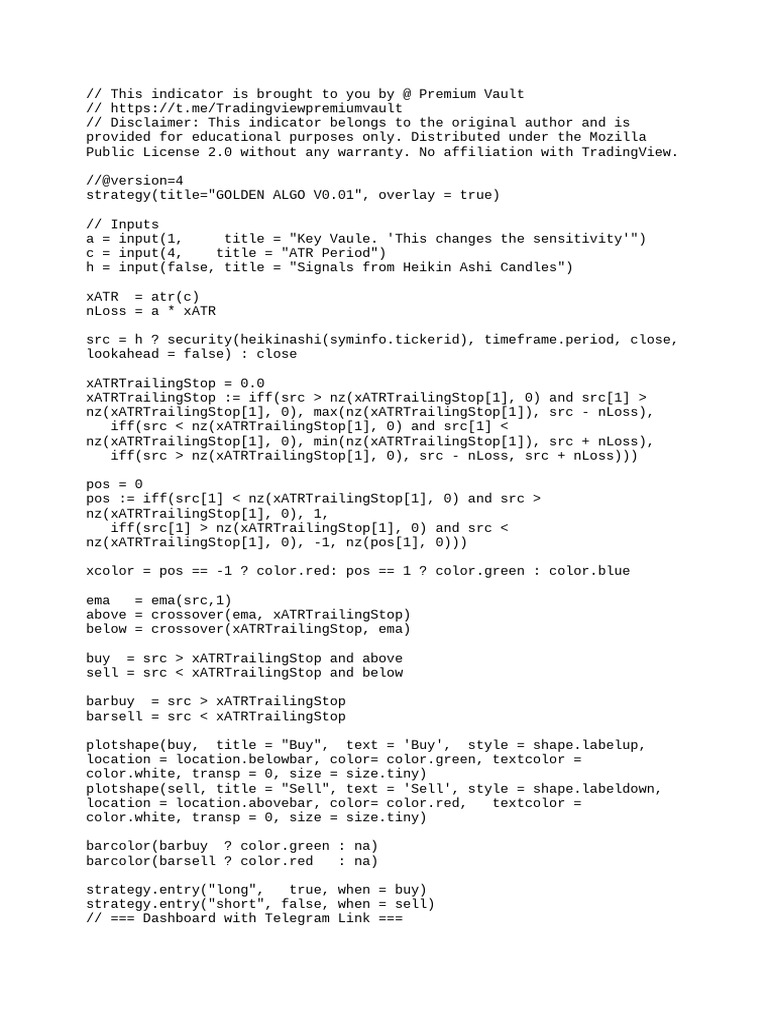 Golden Algo Indicator V0.01 Overview | PDF