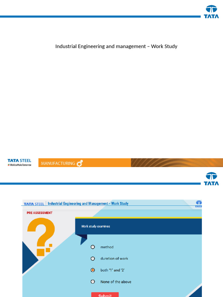 Industrial Engineering and Management - Work Study | PDF