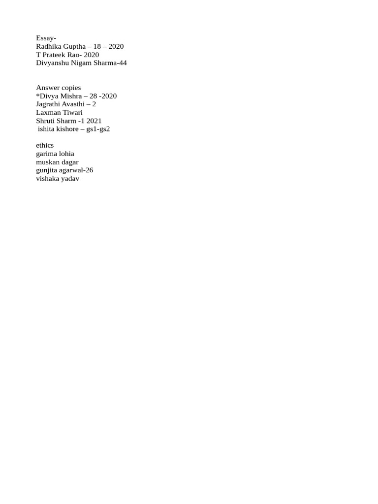 Muskan Dagar Answer Copies Overview | PDF