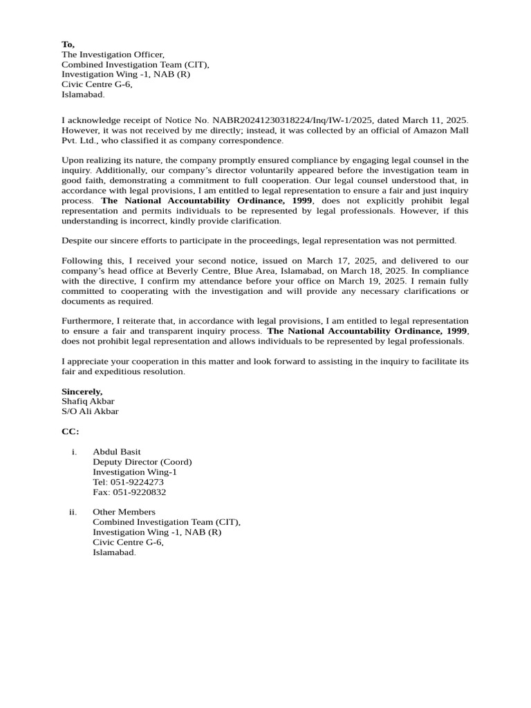 Reply of Notice To Appear | PDF