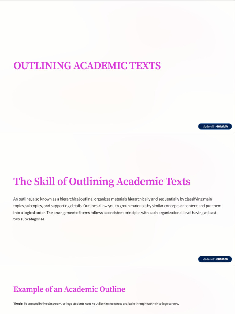 Outlining Academic Texts | PDF | Hierarchy | Writing